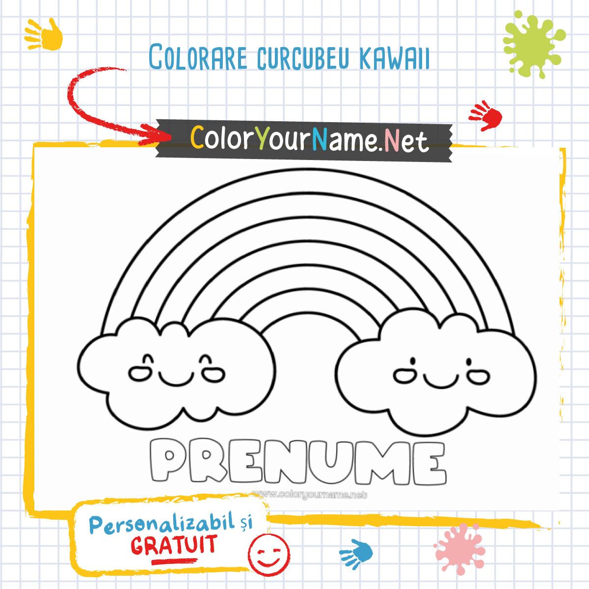 Colorare curcubeu kawaii