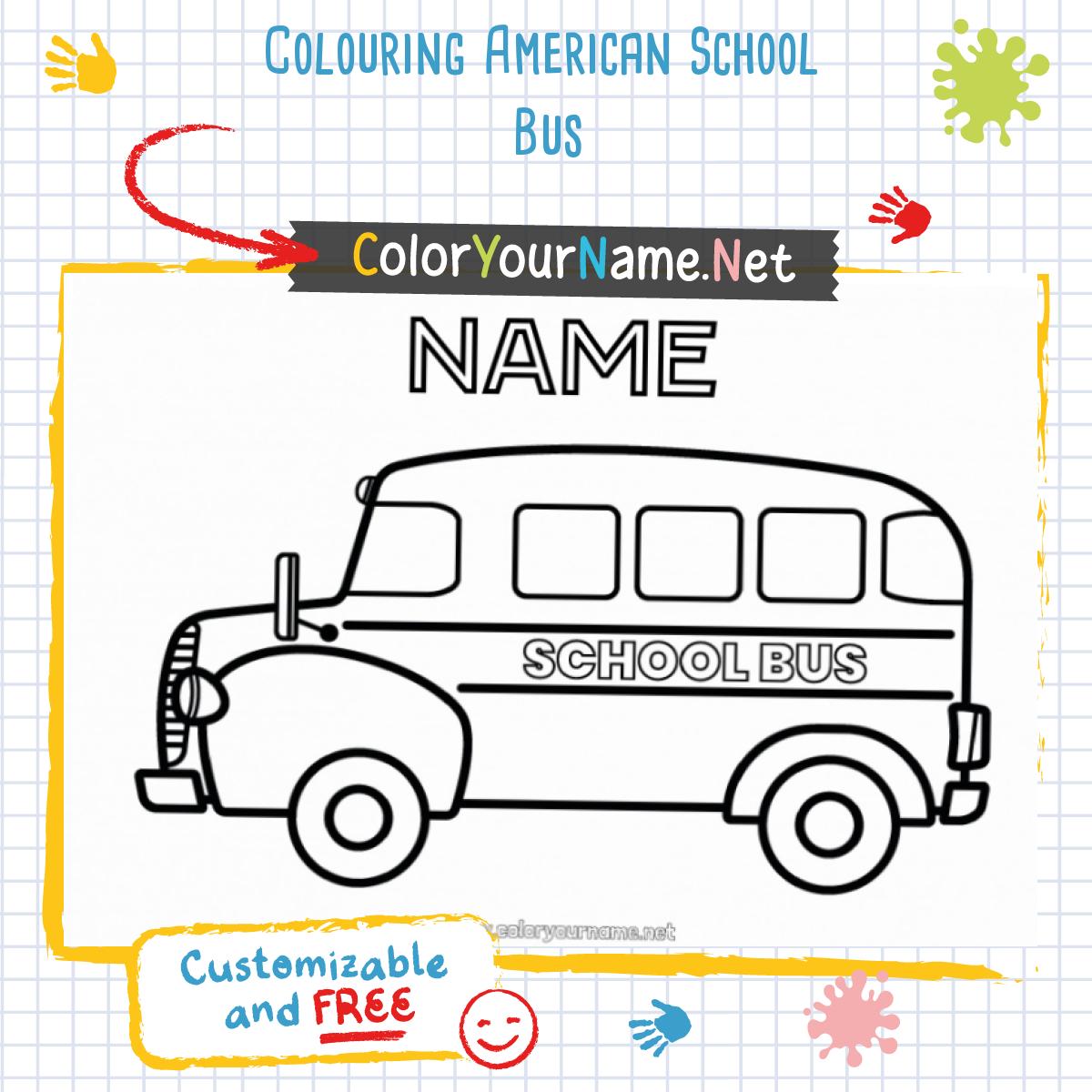 Colouring American School Bus