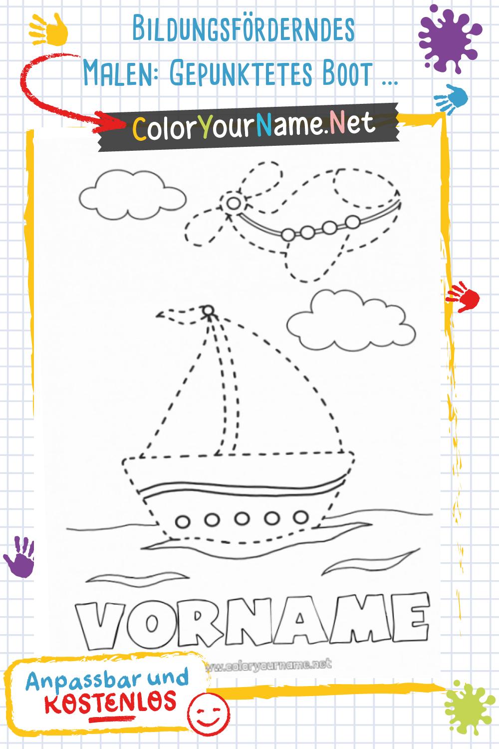Bildungsförderndes Malen: Gepunktetes Boot und Flugzeug