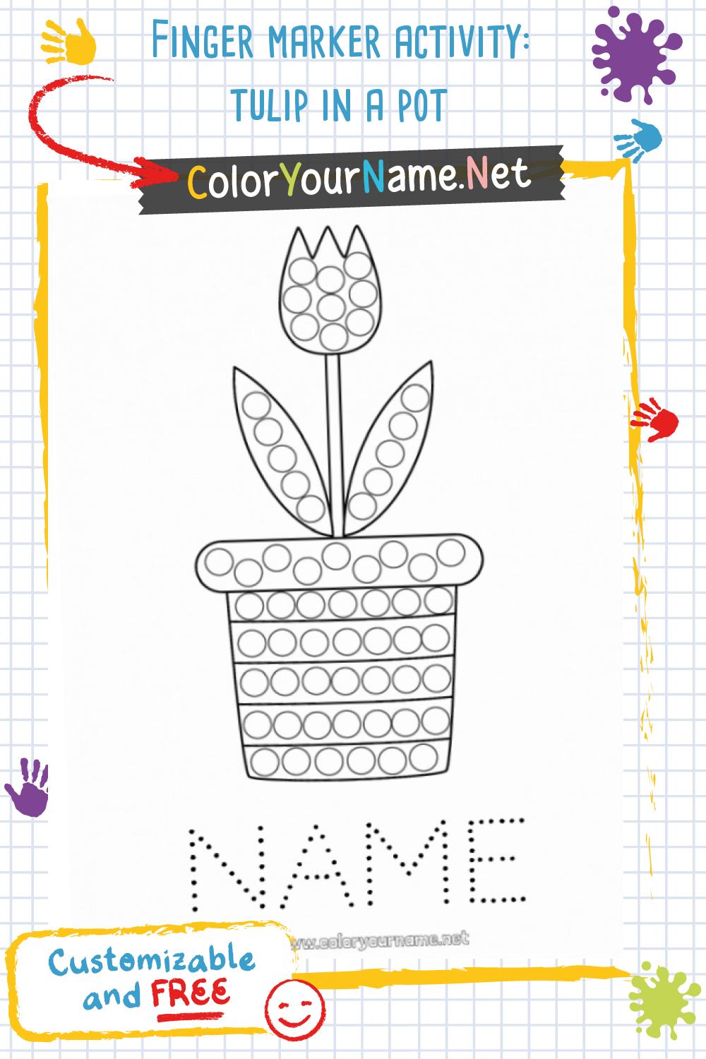 Finger marker activity: tulip in a pot