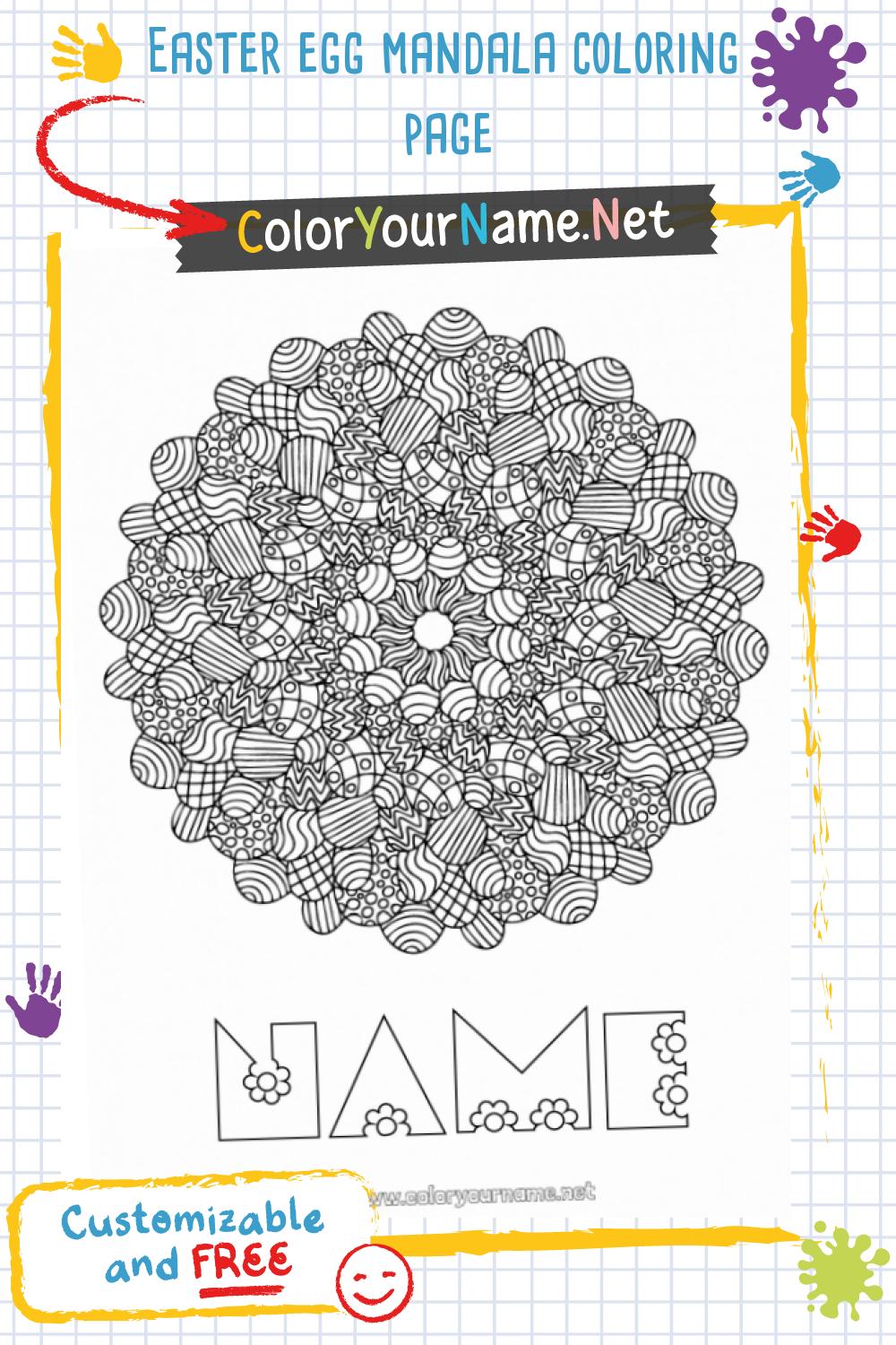 Easter egg mandala coloring page