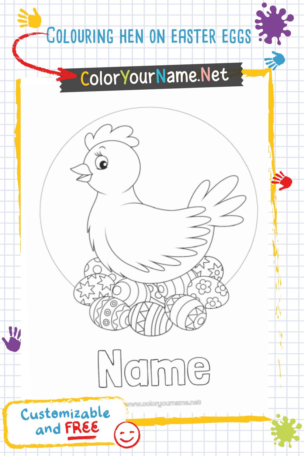 Colouring hen on easter eggs