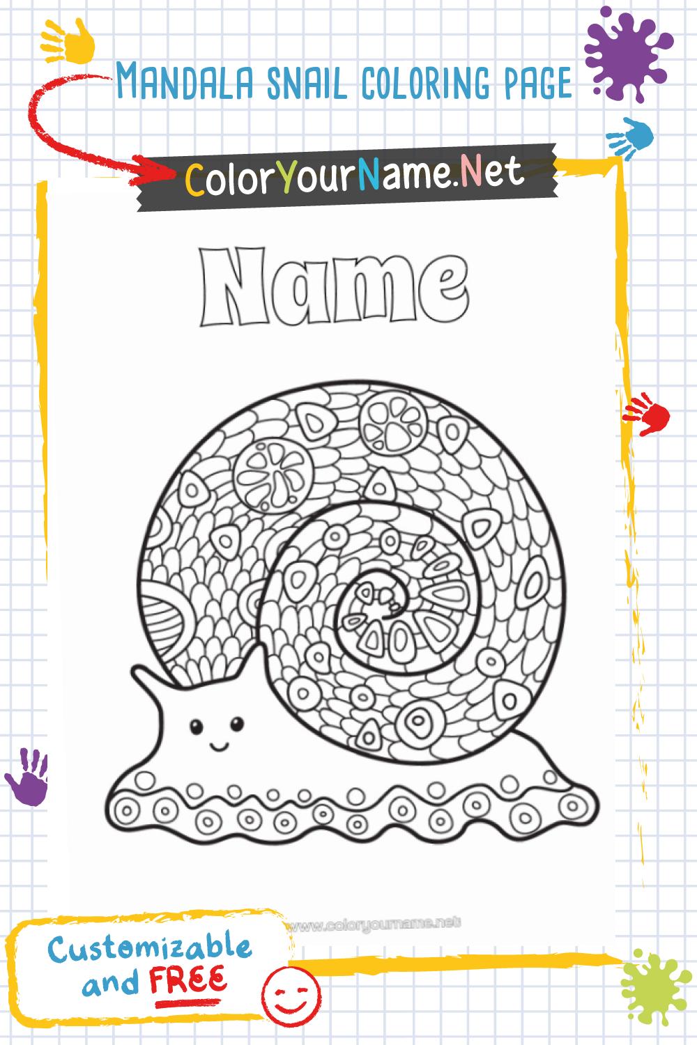 Mandala snail coloring page