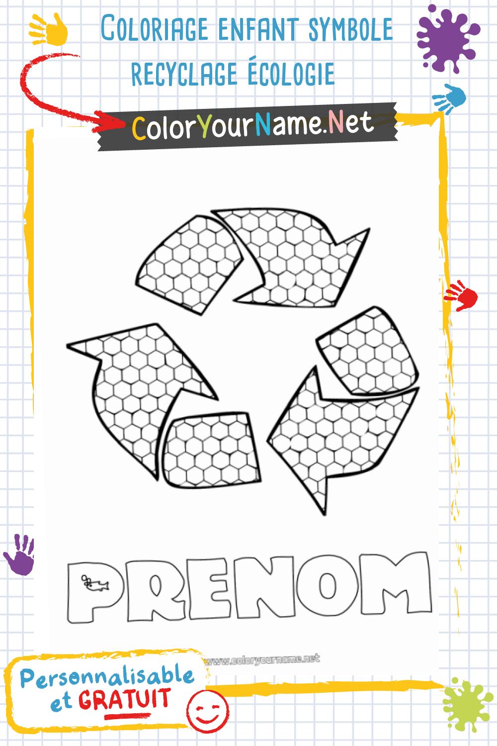 Coloriage enfant symbole recyclage écologie