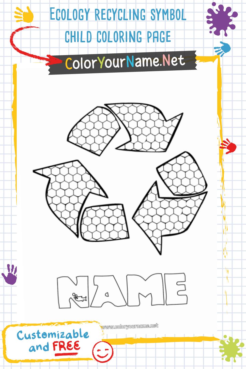 Ecology recycling symbol child coloring page