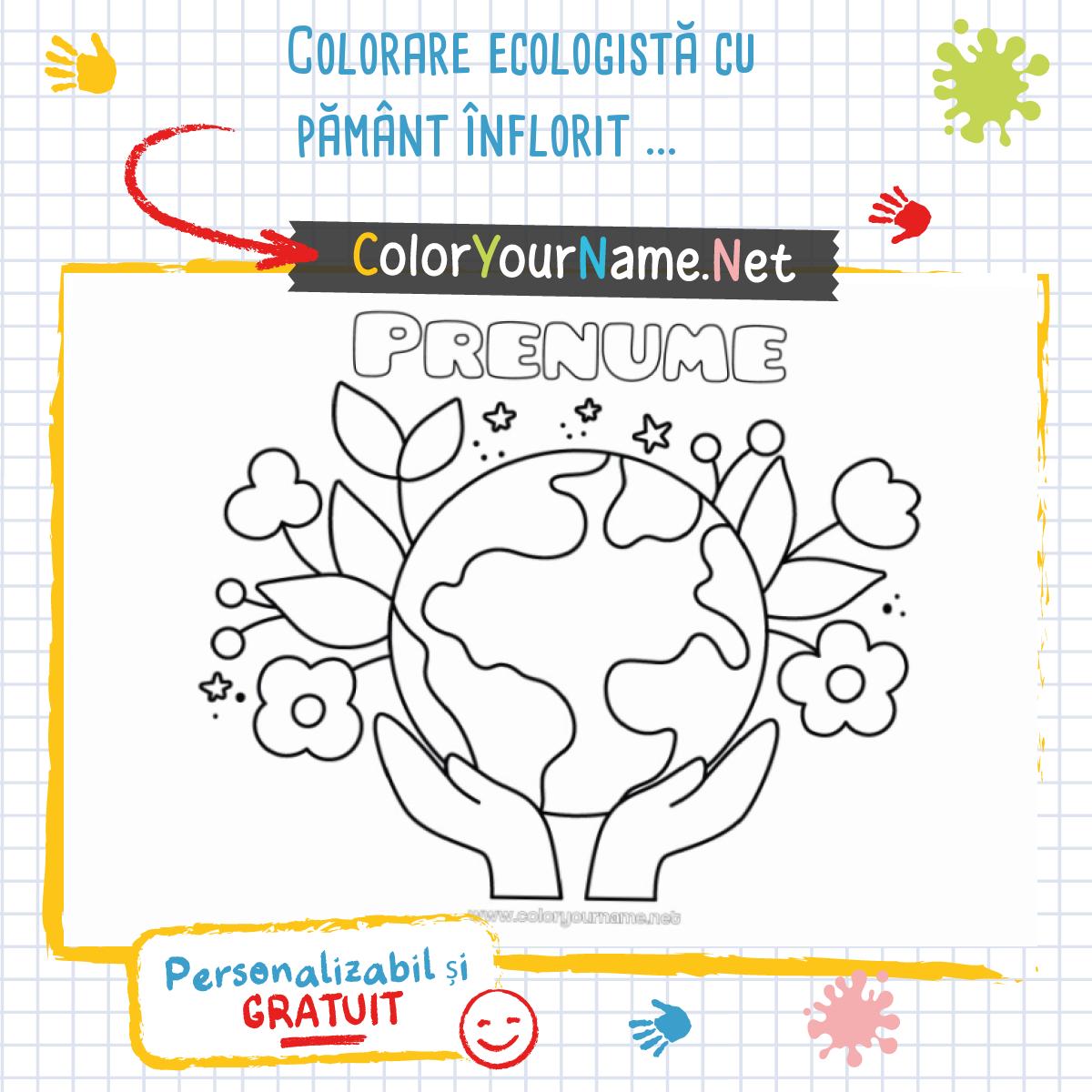 Colorare ecologistă cu pământ înflorit în mâini