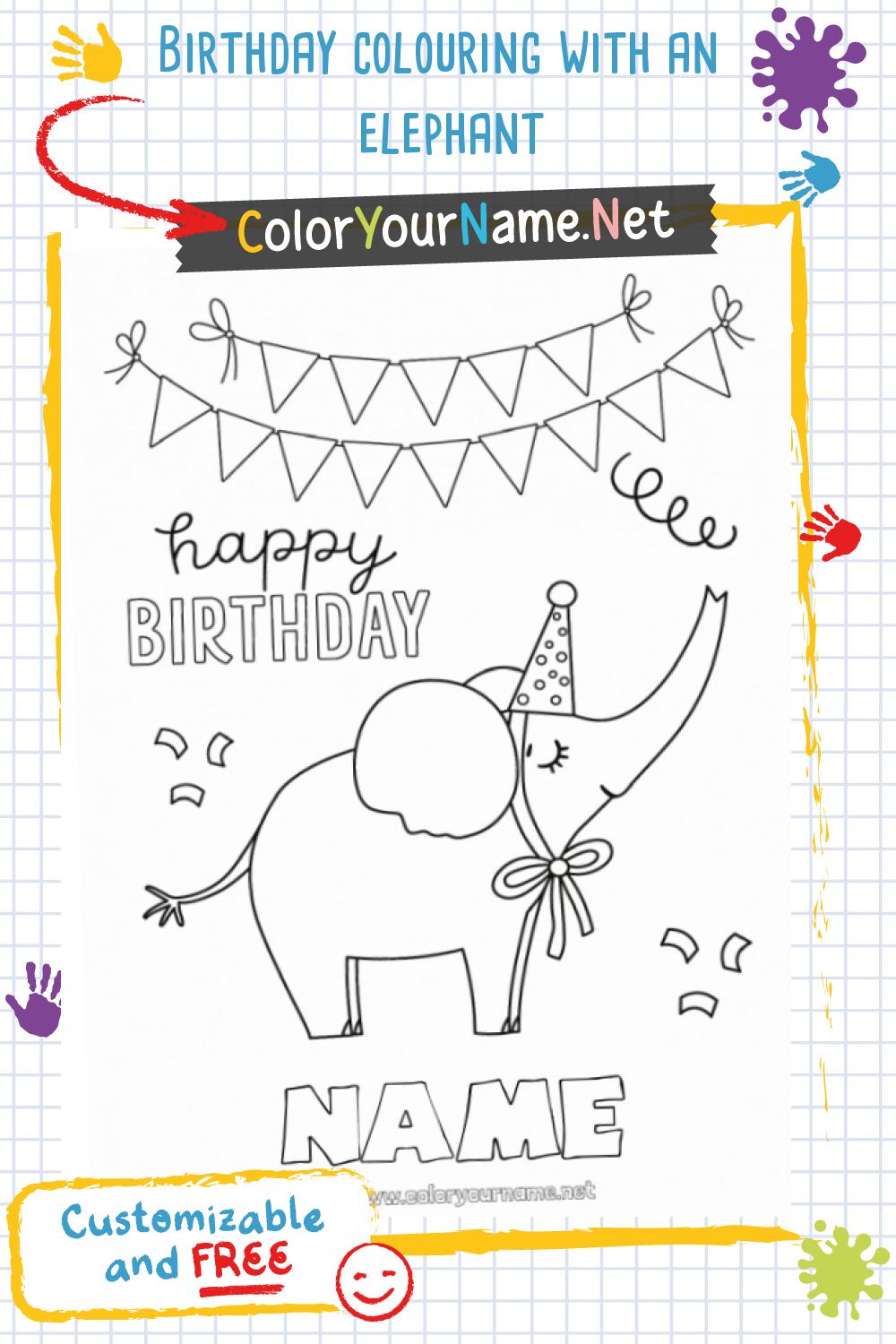 Birthday colouring with an elephant