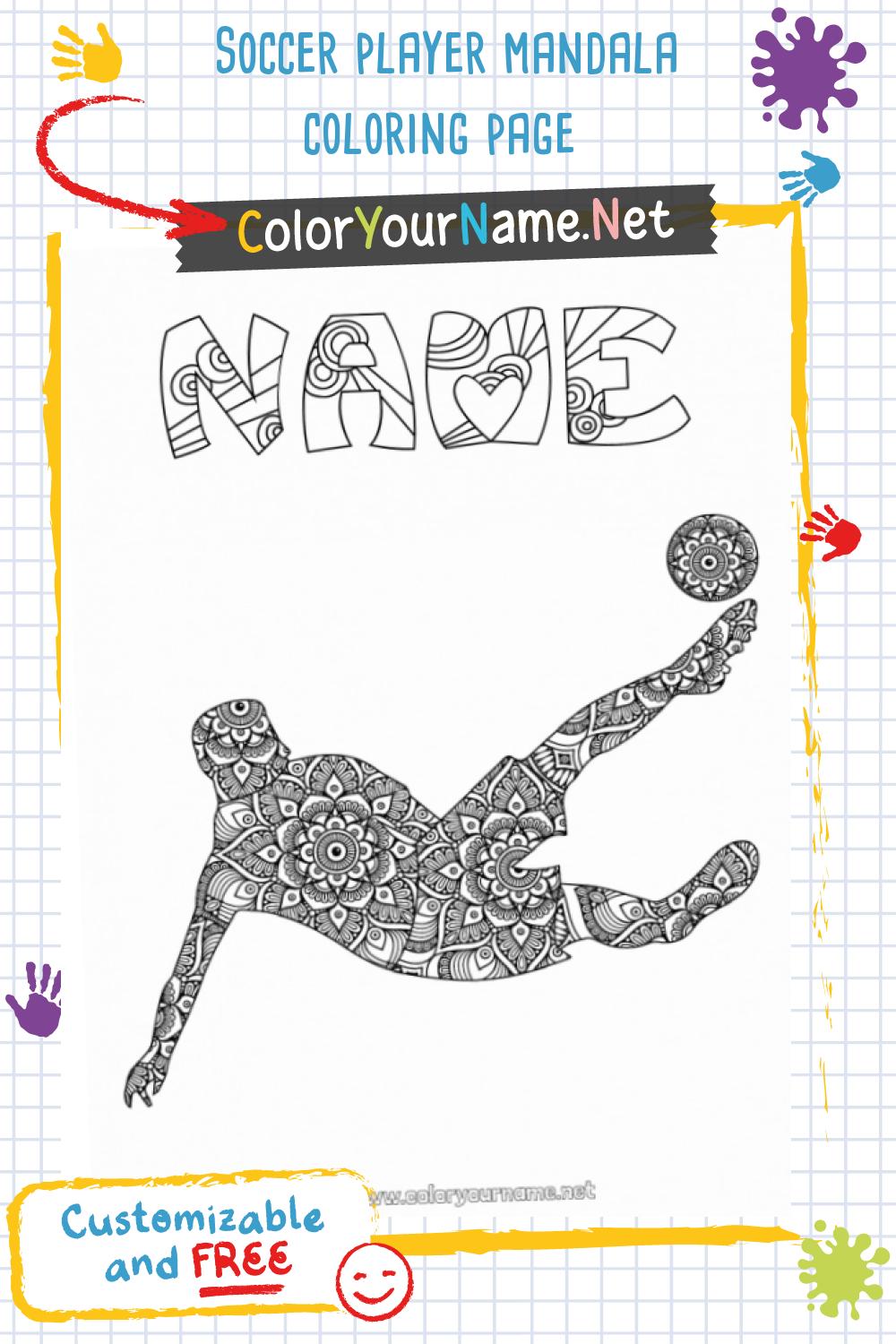 Soccer player mandala coloring page