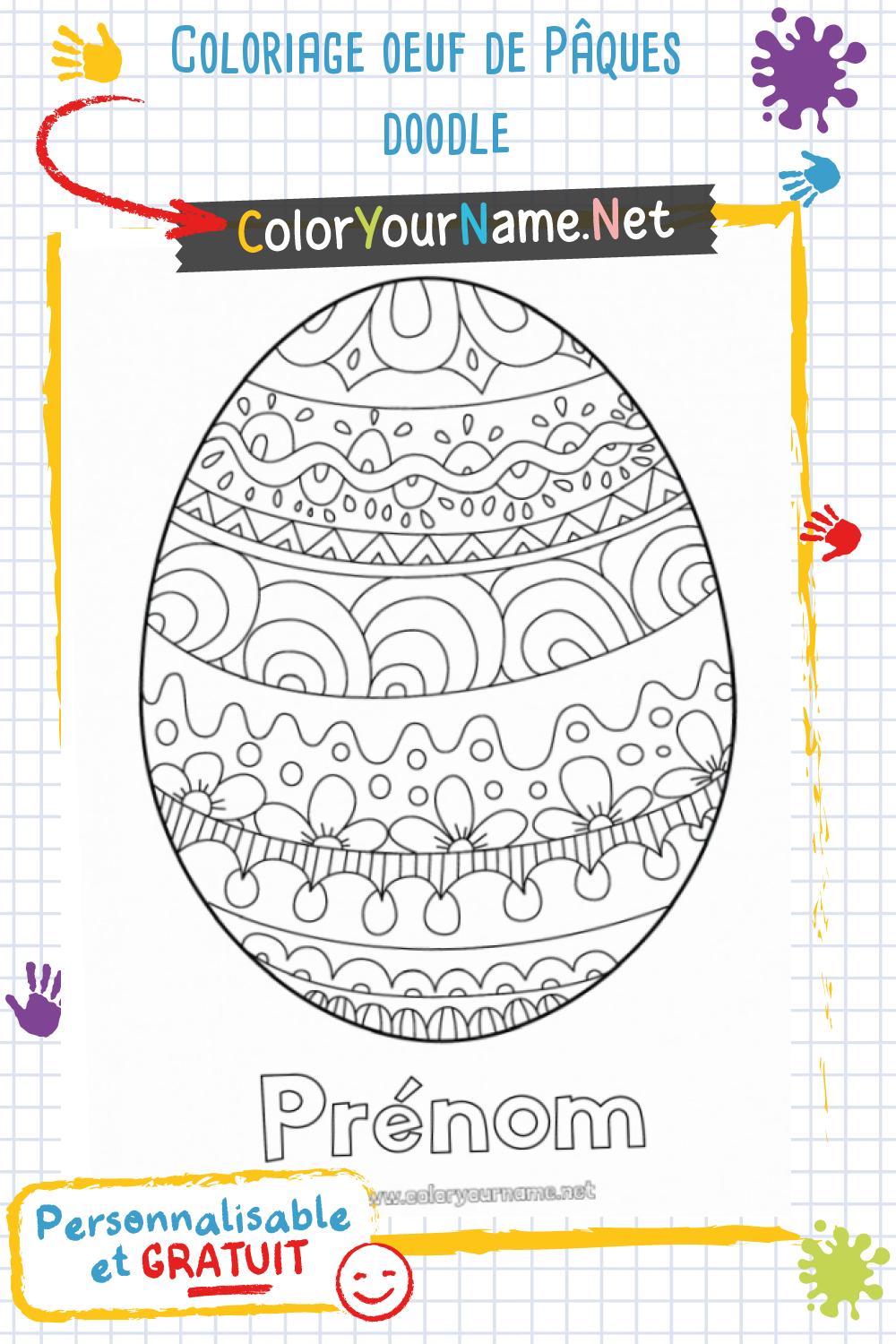 Coloriage oeuf de Pâques doodle
