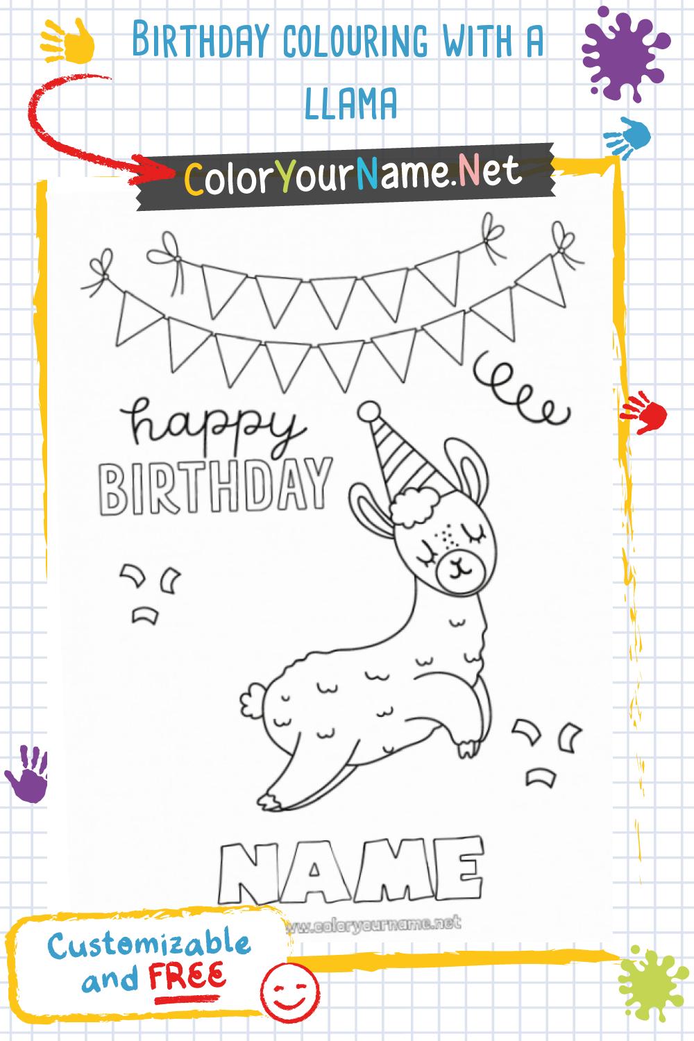 Birthday colouring with a llama