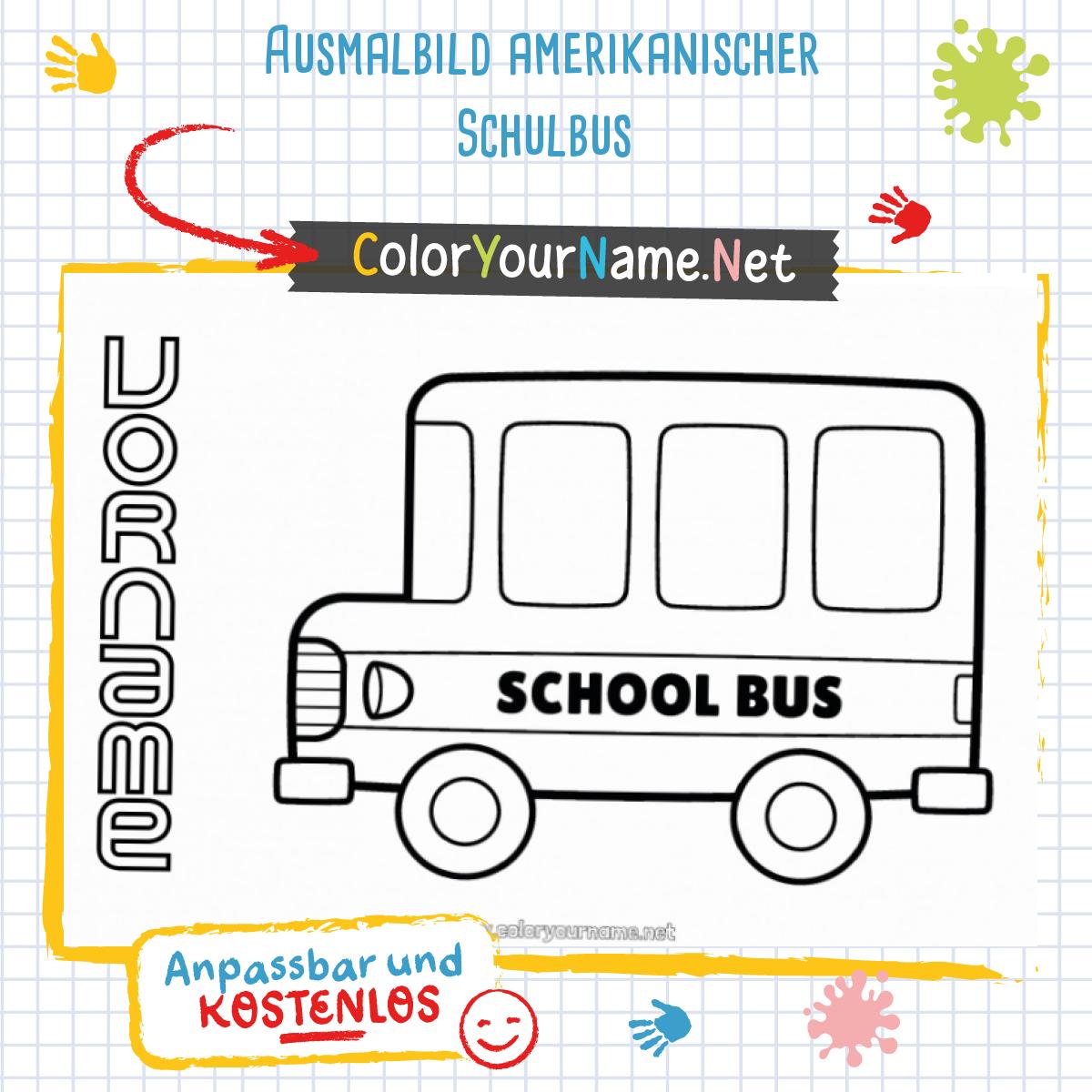 Ausmalbild amerikanischer Schulbus
