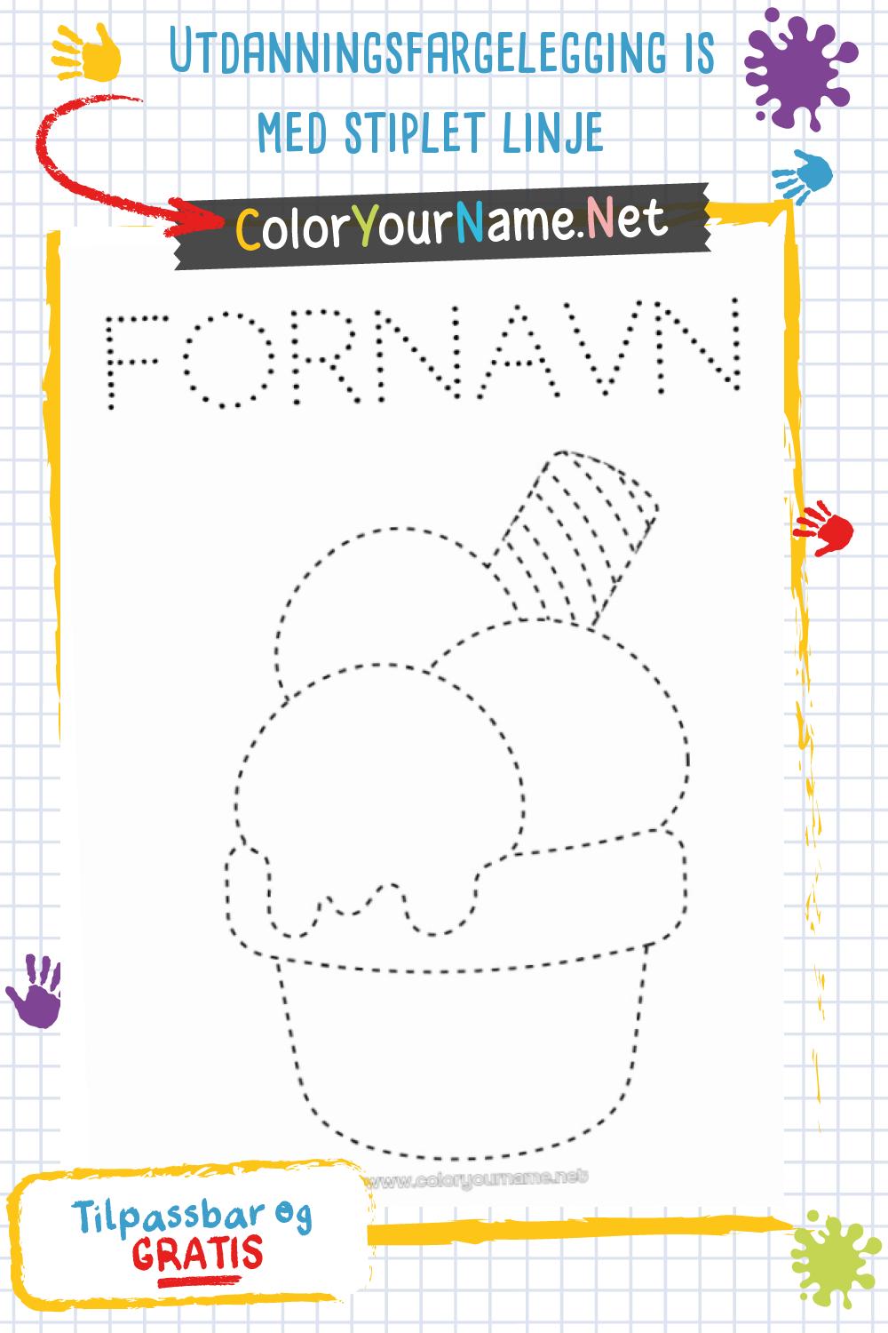 Utdanningsfargelegging is med stiplet linje