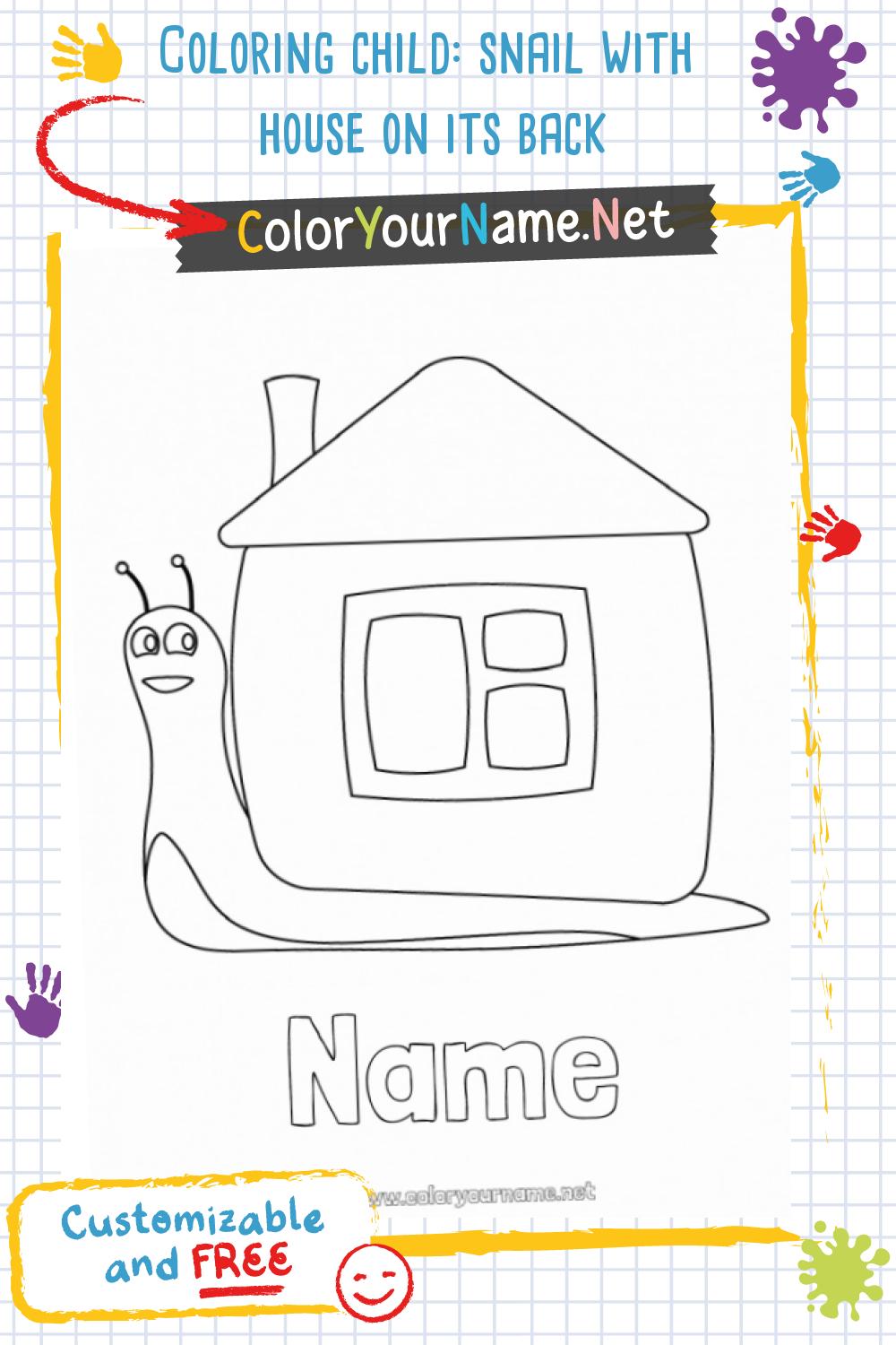 Coloring child: snail with house on its back