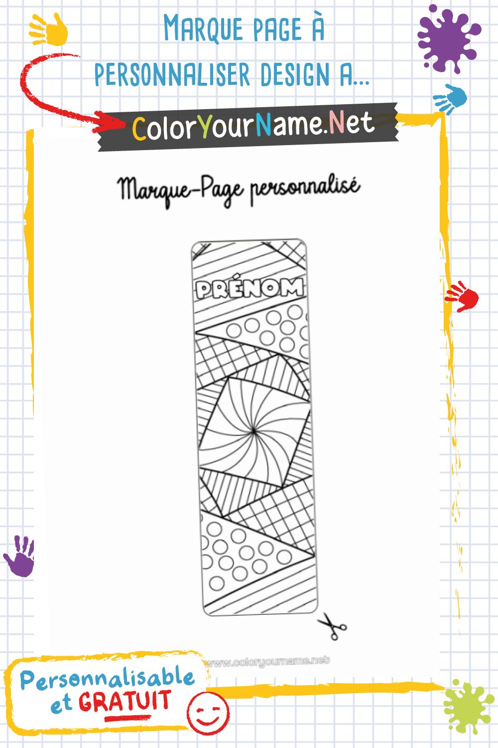 Marque page à personnaliser design avec des lignes géométriques