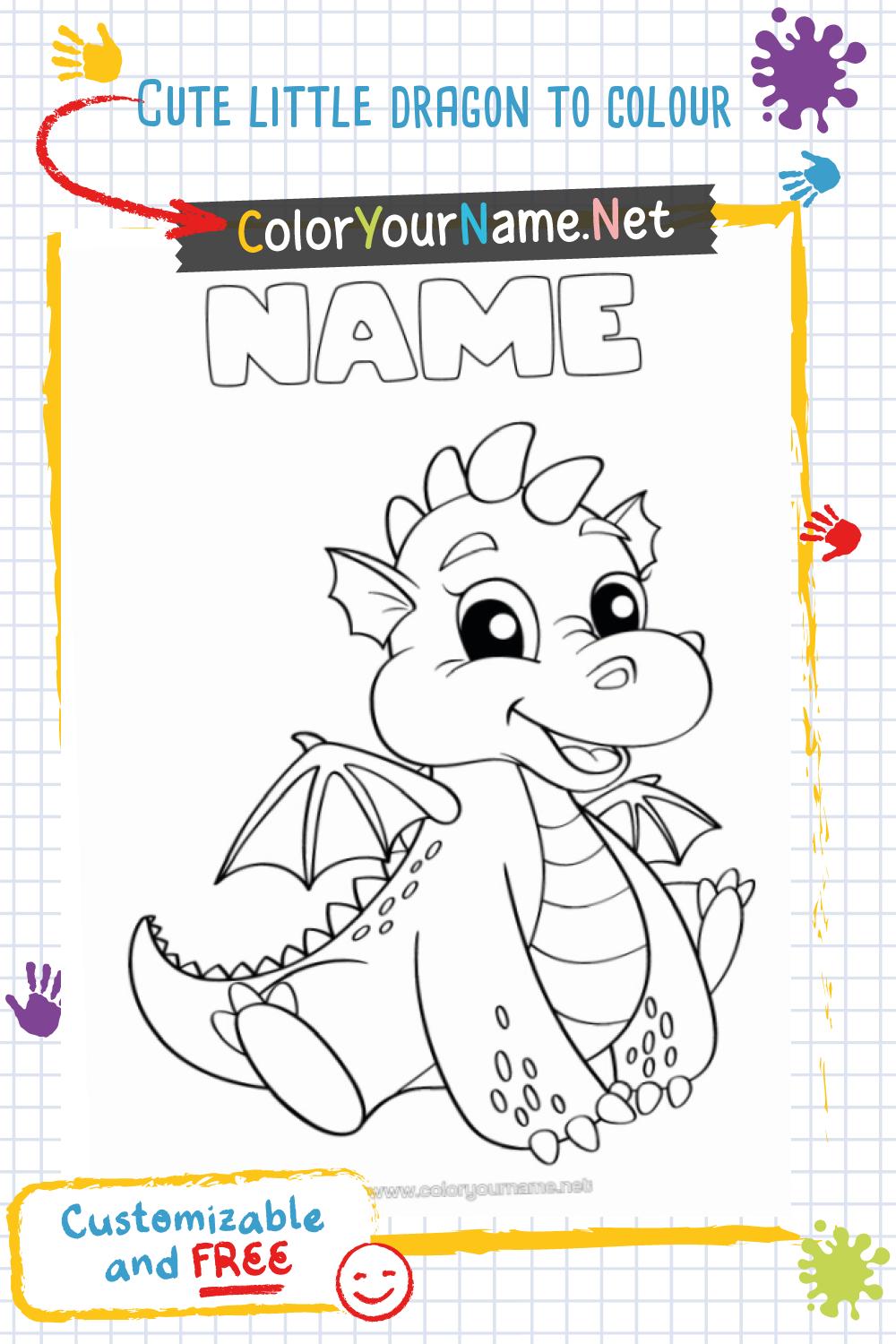 Cute little dragon to colour