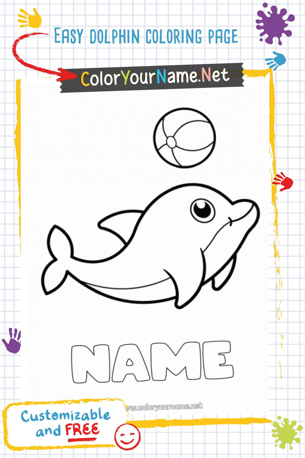 Easy dolphin coloring page