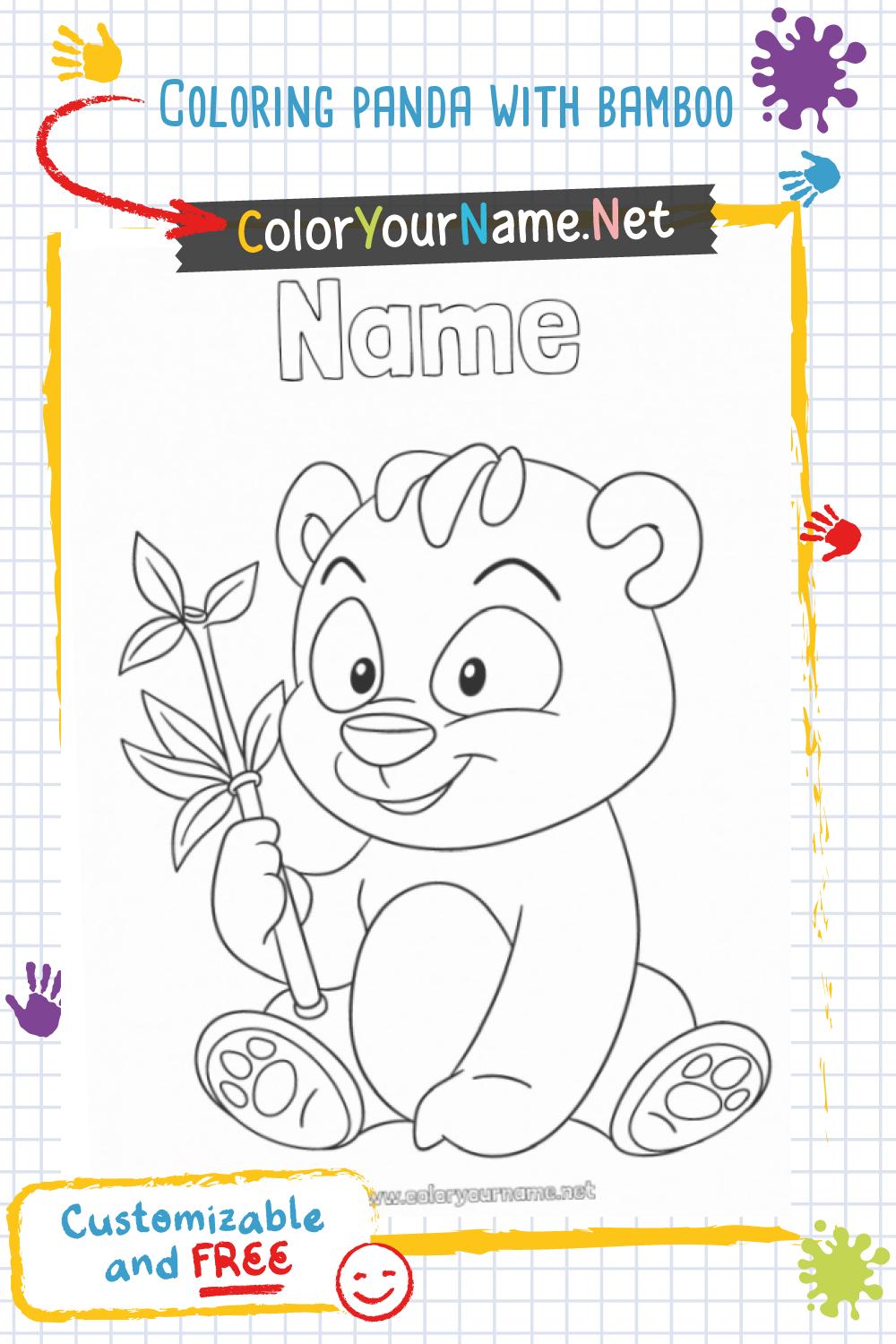 Coloring panda with bamboo