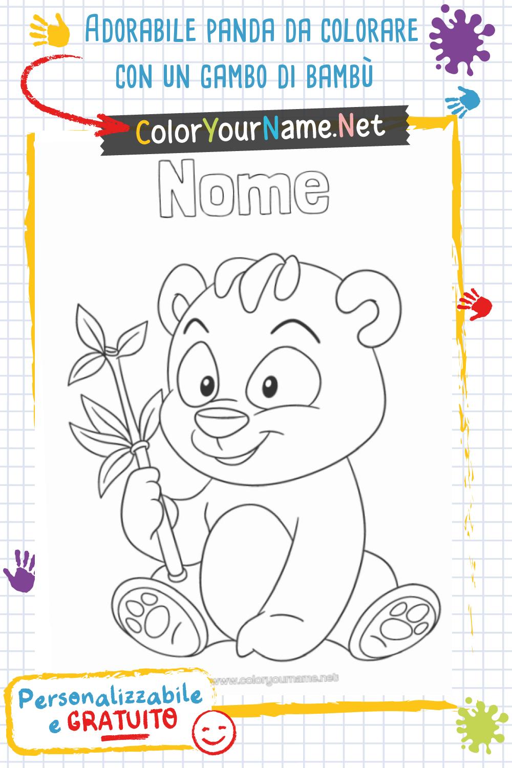 Adorabile panda da colorare con un gambo di bambù