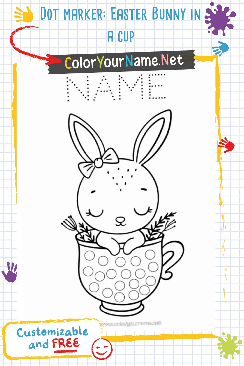 Dot marker: Easter Bunny in a cup