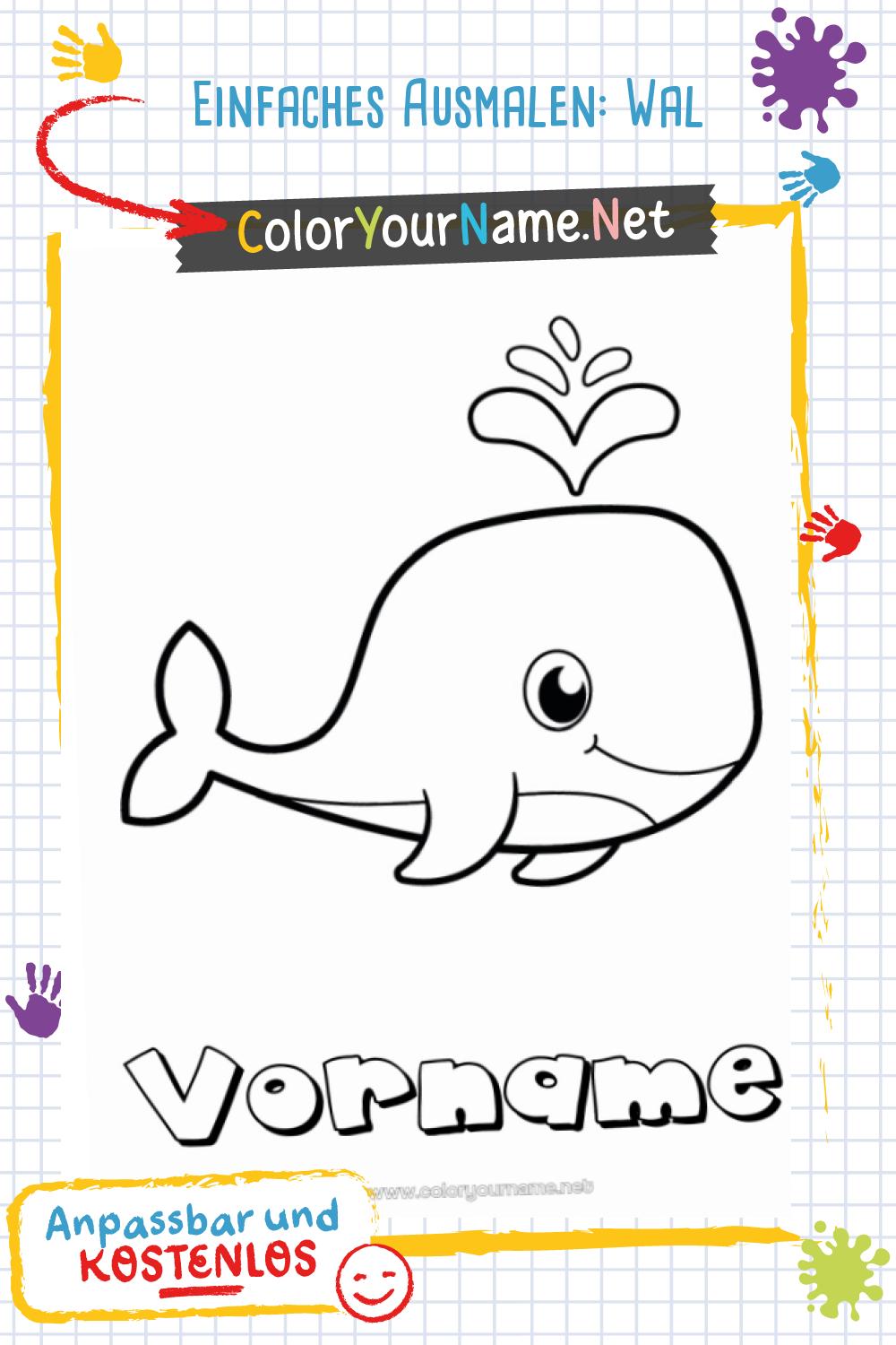Einfaches Ausmalen: Wal
