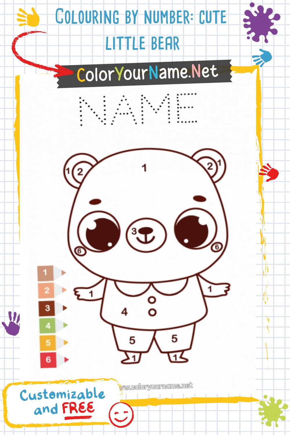 Colouring by number: cute little bear