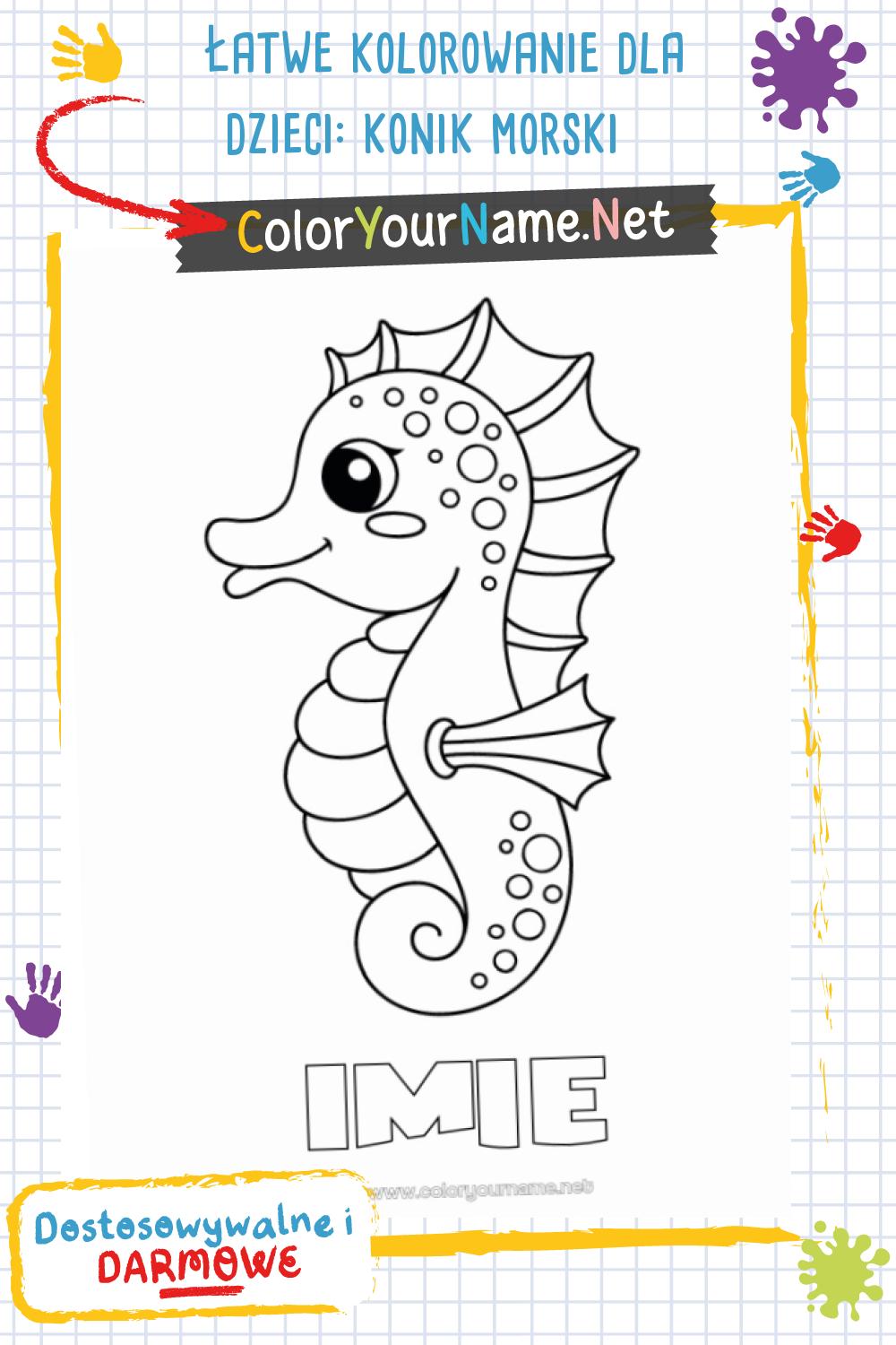 Łatwe kolorowanie dla dzieci: konik morski