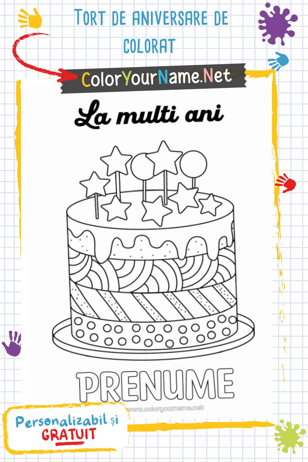 Tort de aniversare de colorat