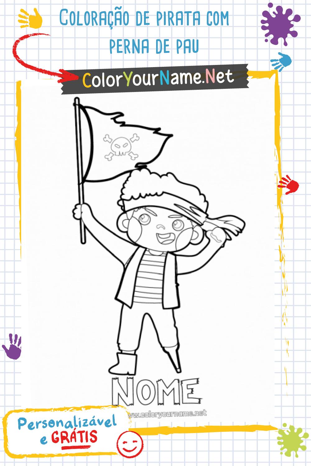 Coloração de pirata com perna de pau