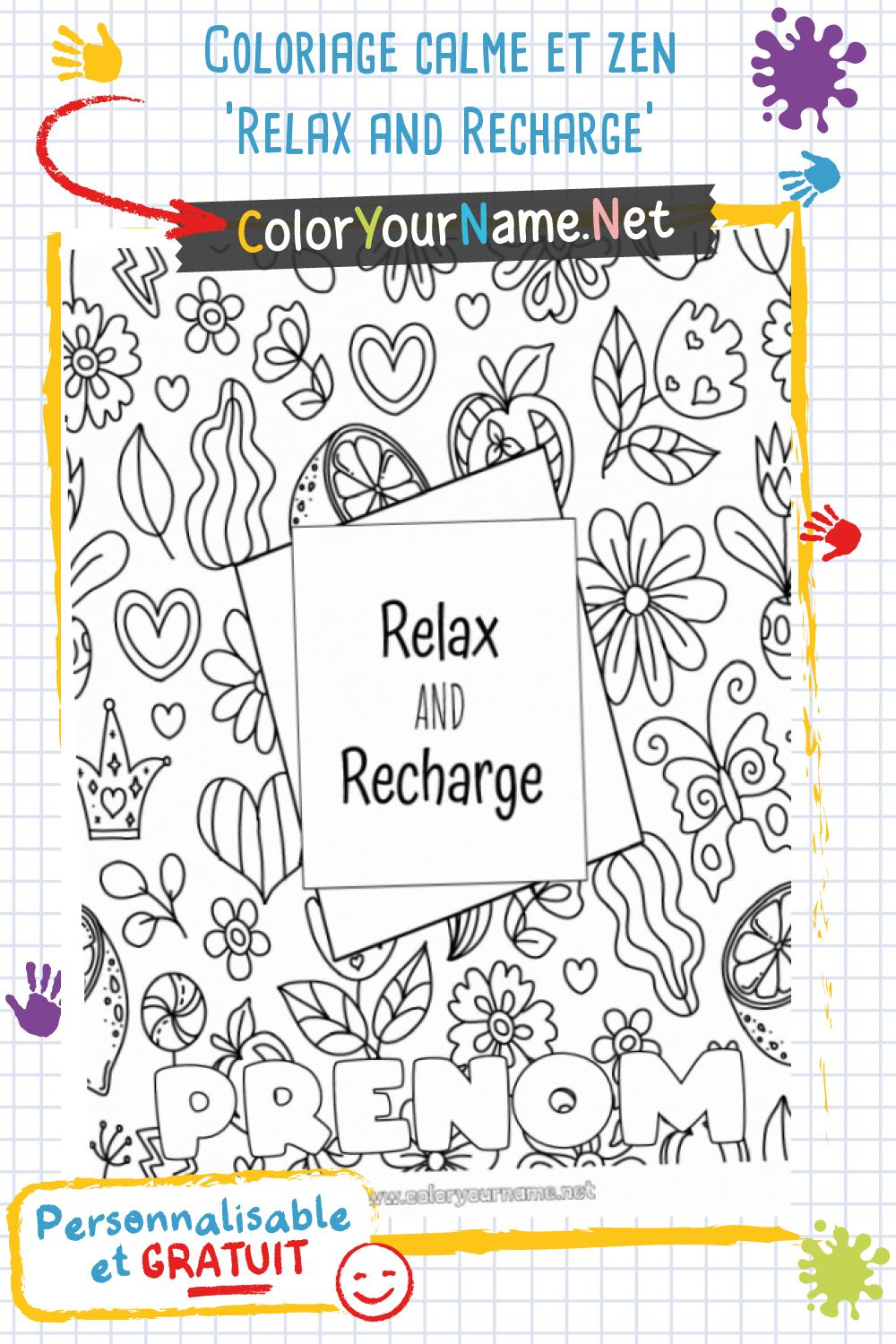 Coloriage calme et zen 'Relax and Recharge'