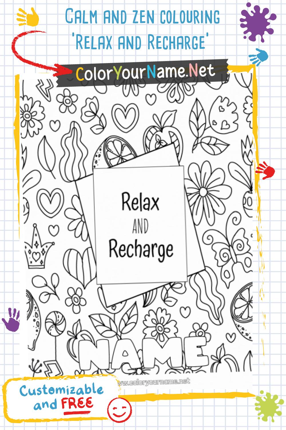 Calm and zen colouring 'Relax and Recharge'
