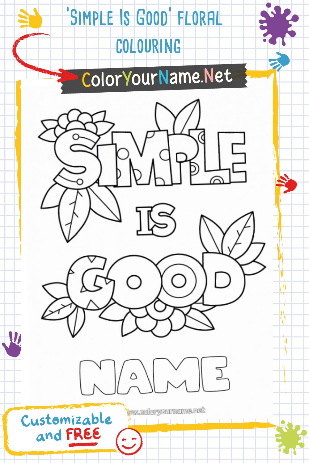 'Simple Is Good' floral colouring