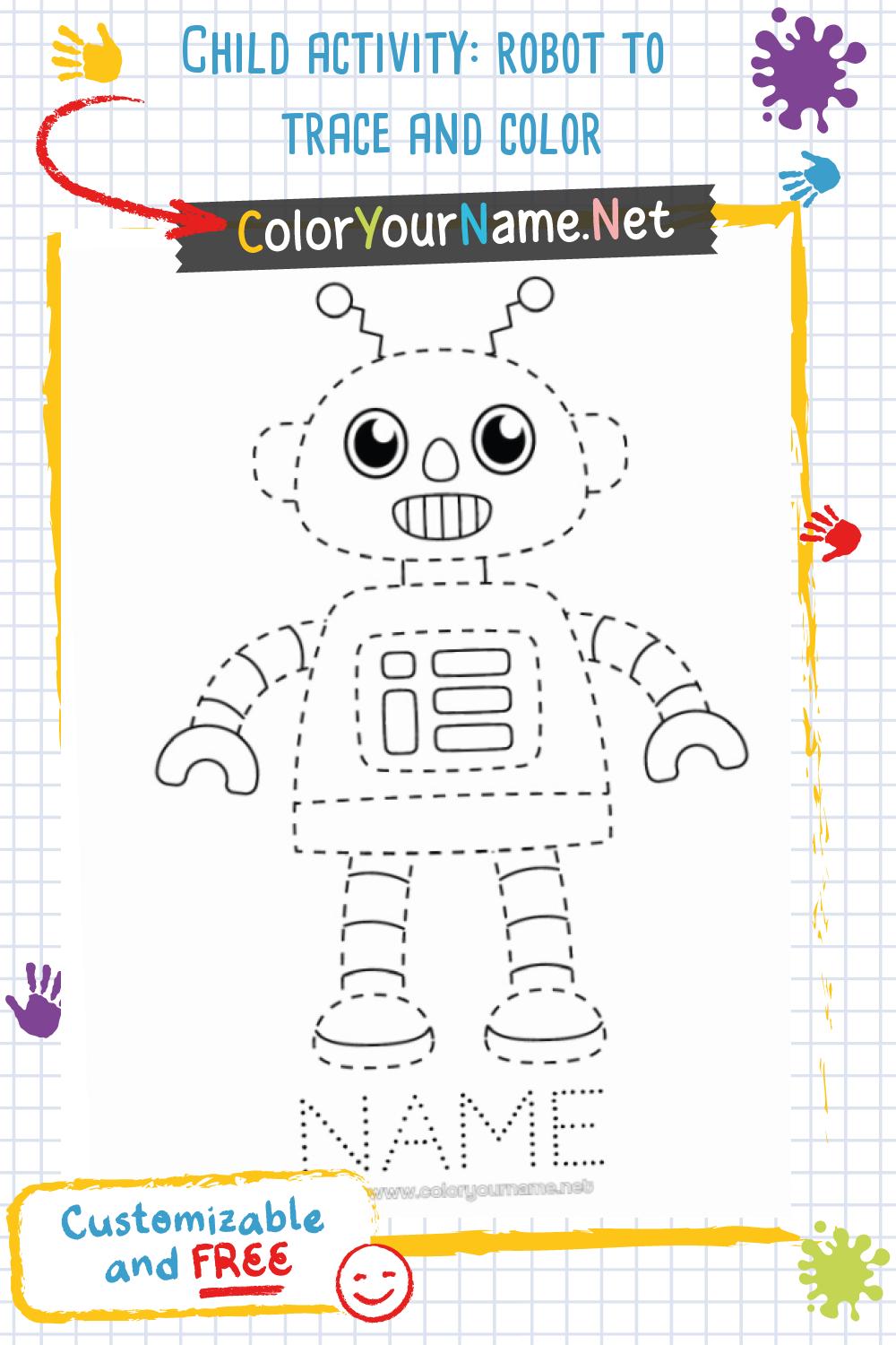 Child activity: robot to trace and color