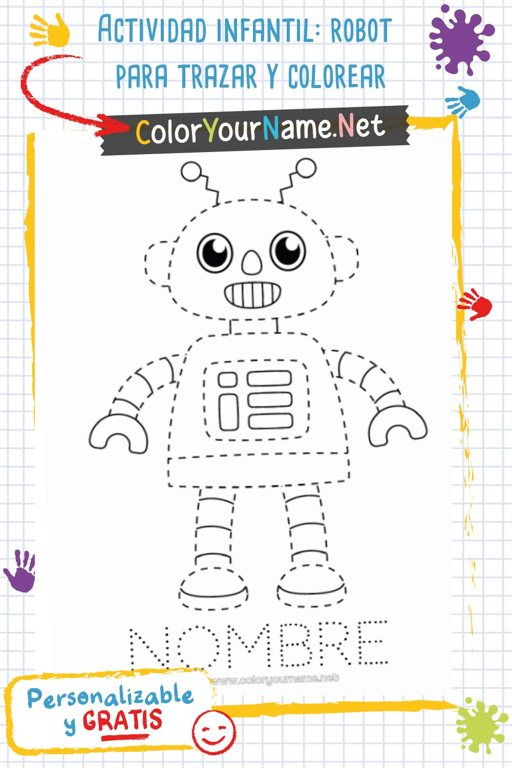Actividad infantil: robot para trazar y colorear