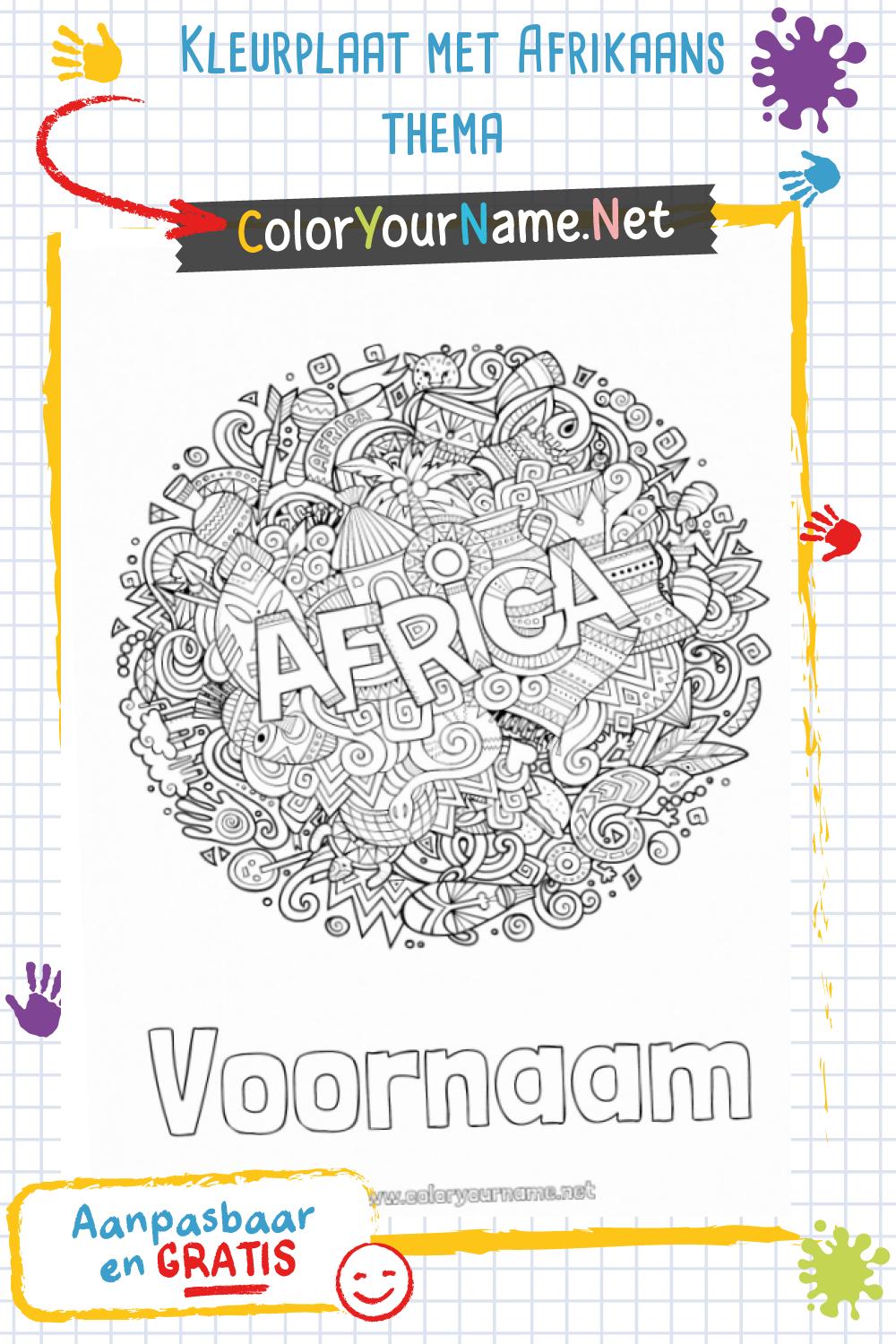 Kleurplaat met Afrikaans thema