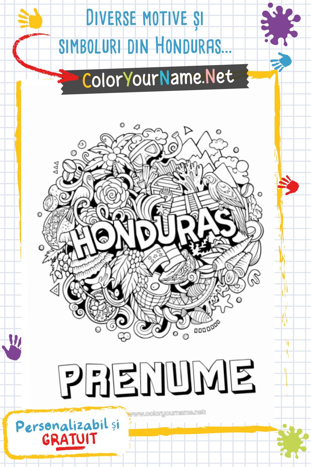Diverse motive și simboluri din Honduras de colorat