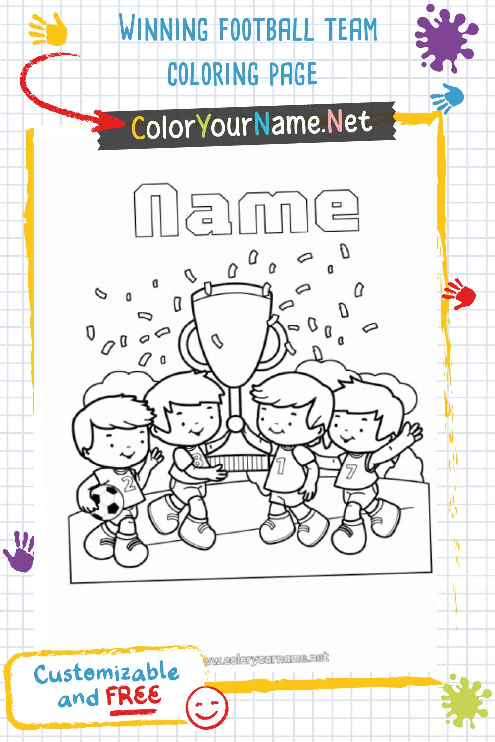 Winning football team coloring page