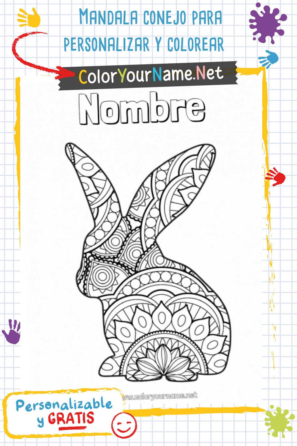 Mandala conejo para personalizar y colorear