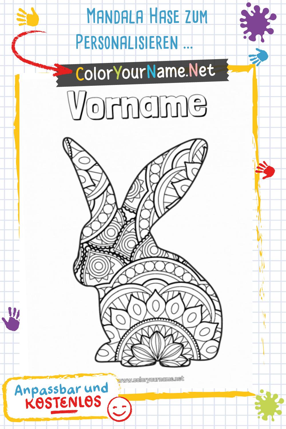 Mandala Hase zum Personalisieren und Ausmalen