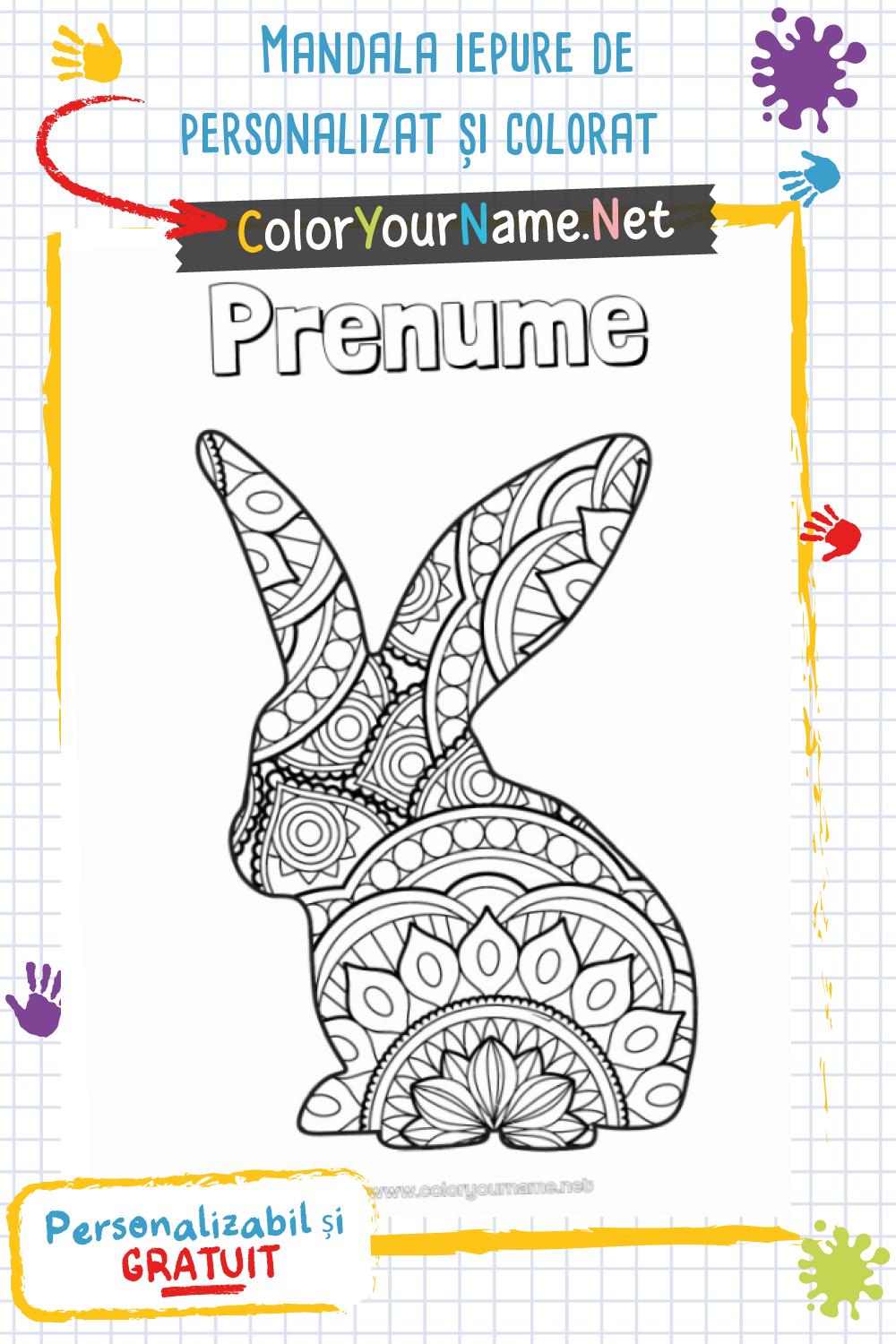 Mandala iepure de personalizat și colorat