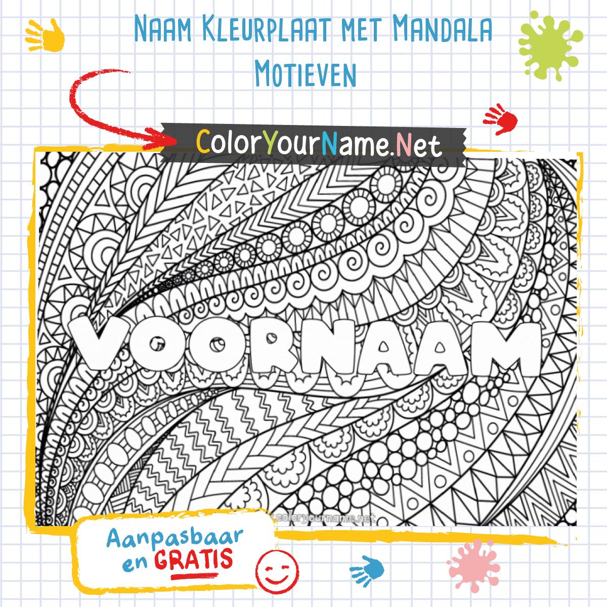 Naam Kleurplaat met Mandala Motieven