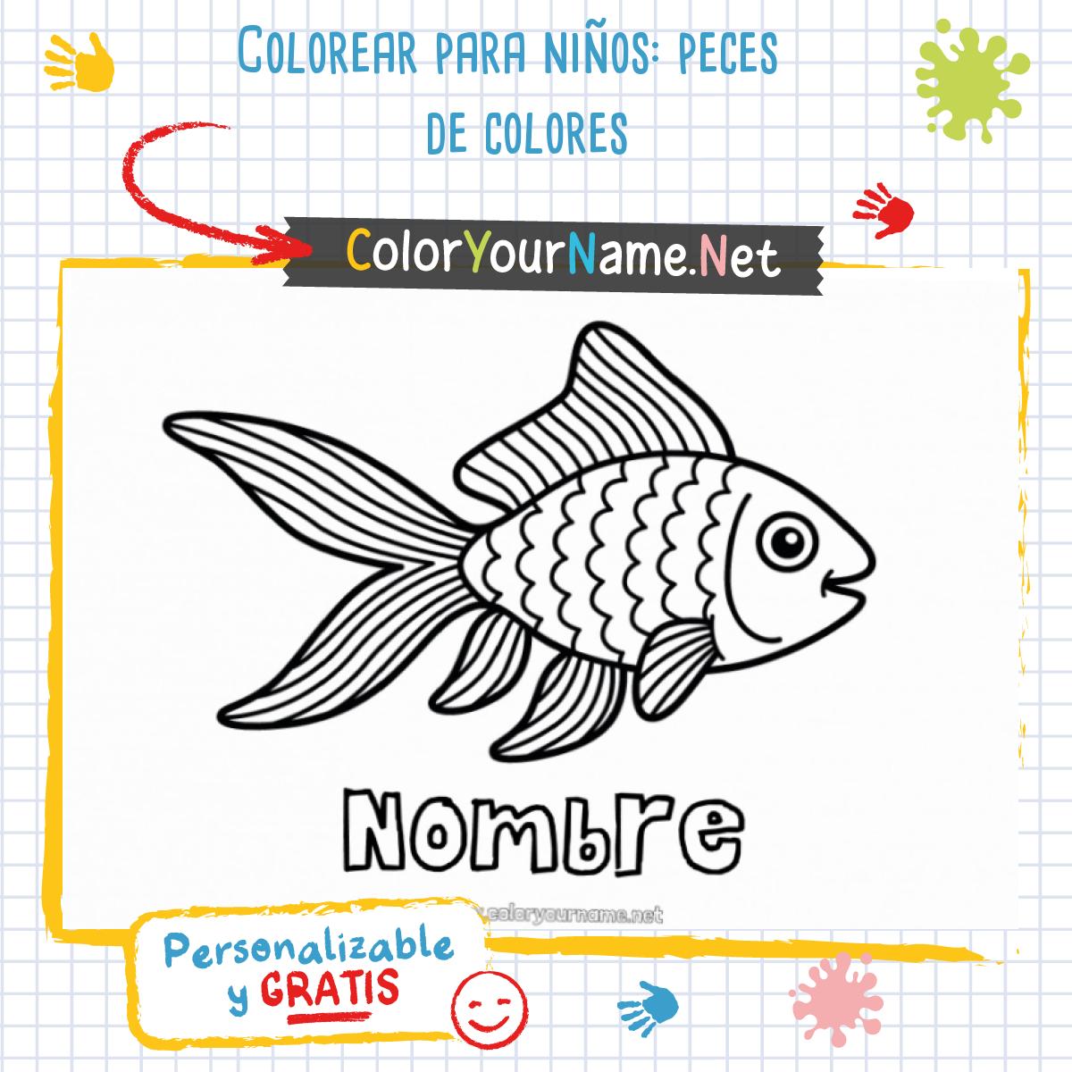 Colorear para niños: peces de colores