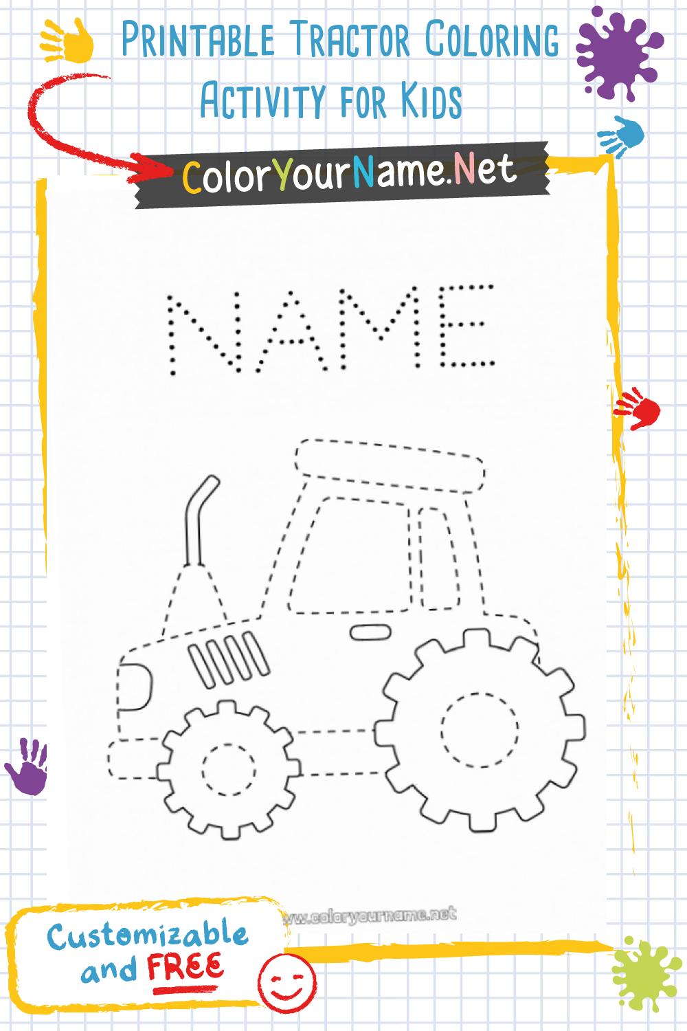 Printable Tractor Coloring Activity for Kids