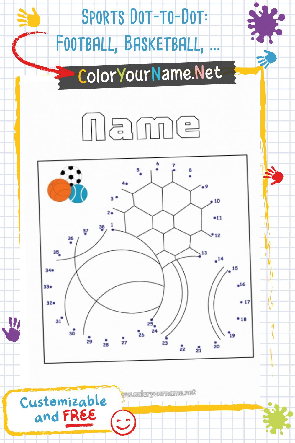 Sports Dot-to-Dot: Football, Basketball, and Volleyball