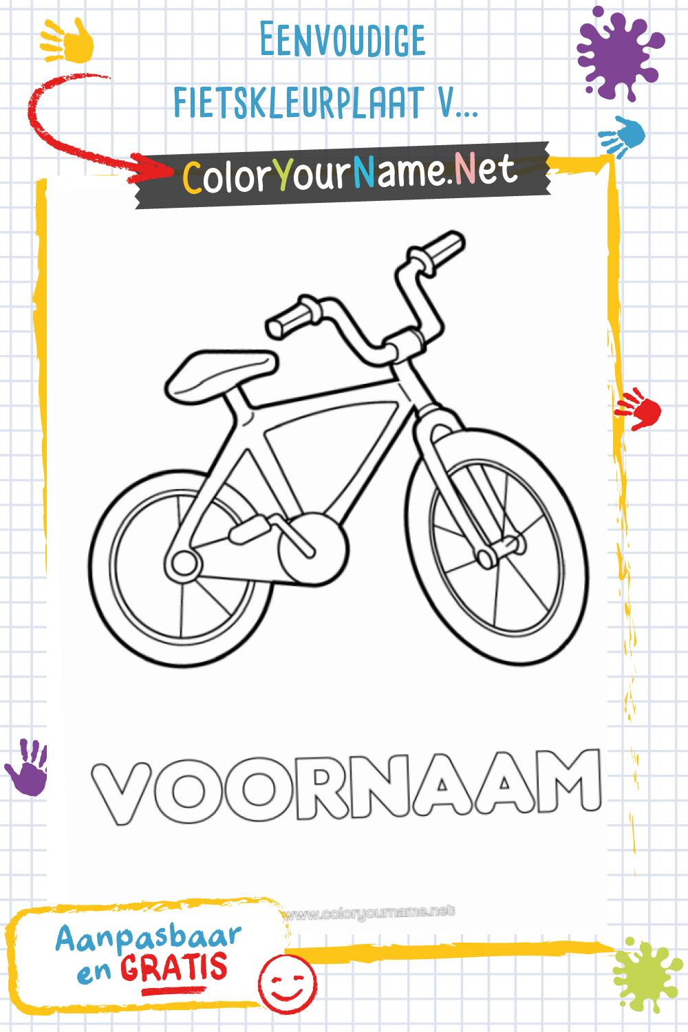 Eenvoudige fietskleurplaat voor kinderen: gratis afdrukken
