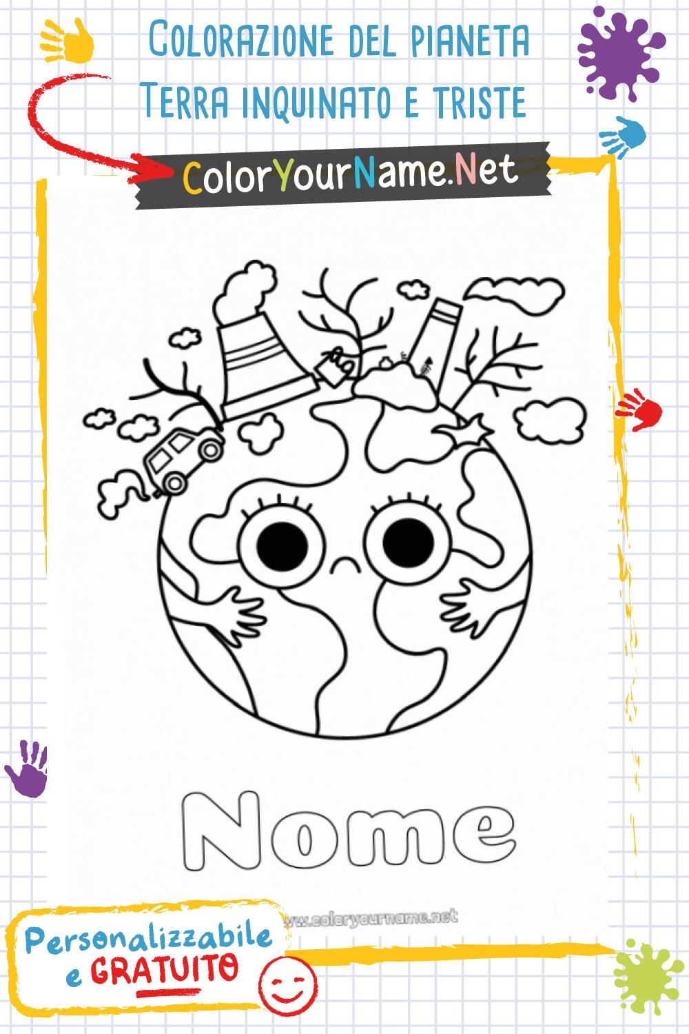 Colorazione del pianeta Terra inquinato e triste