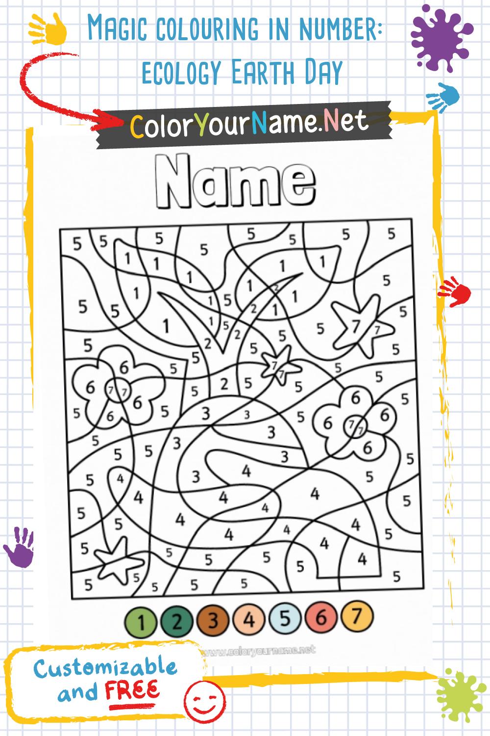 Magic colouring in number: ecology Earth Day