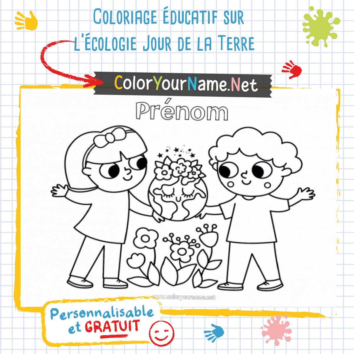 Coloriage éducatif sur l'écologie Jour de la Terre