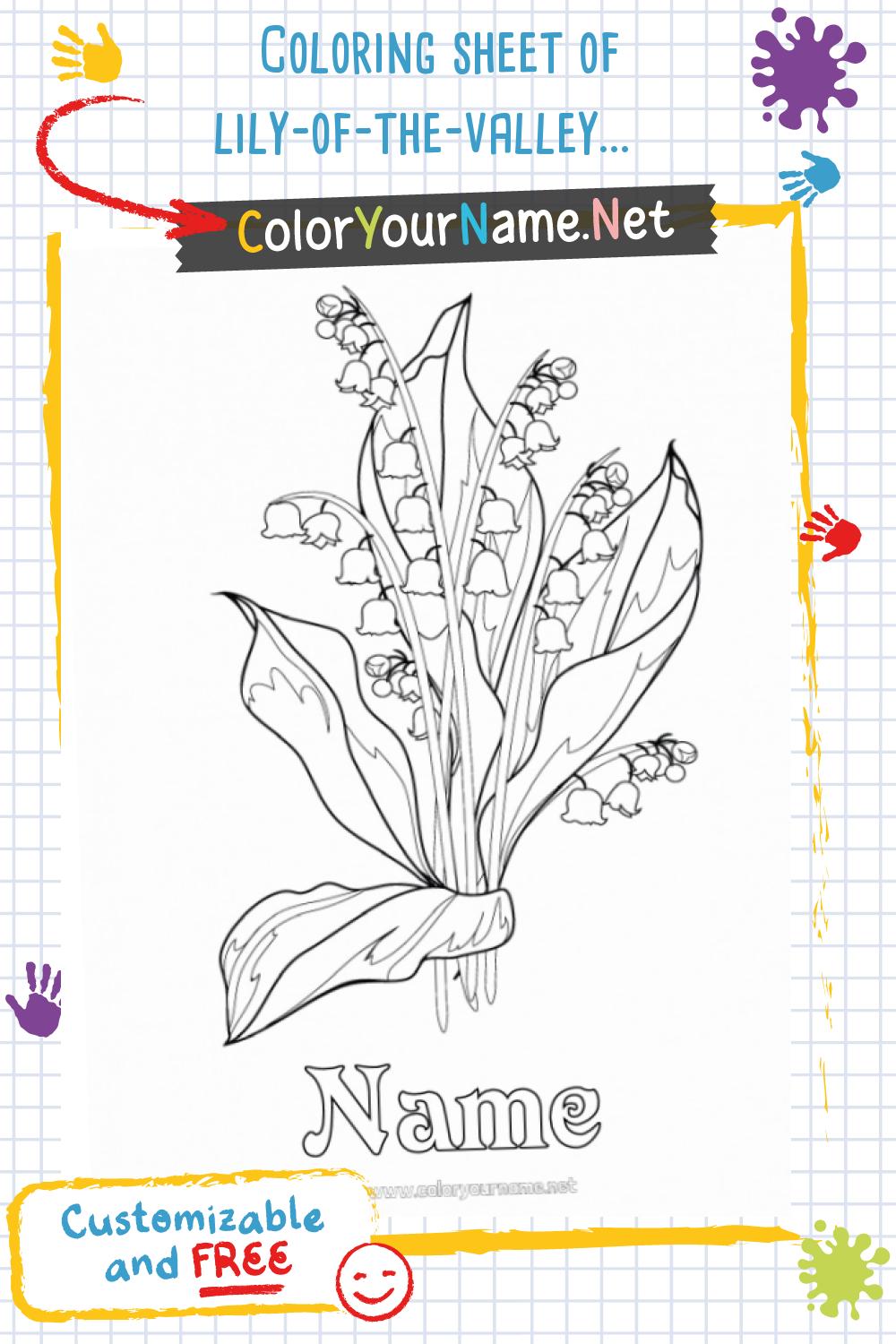 Coloring sheet of lily-of-the-valley, a symbol of good luck on May 1st.