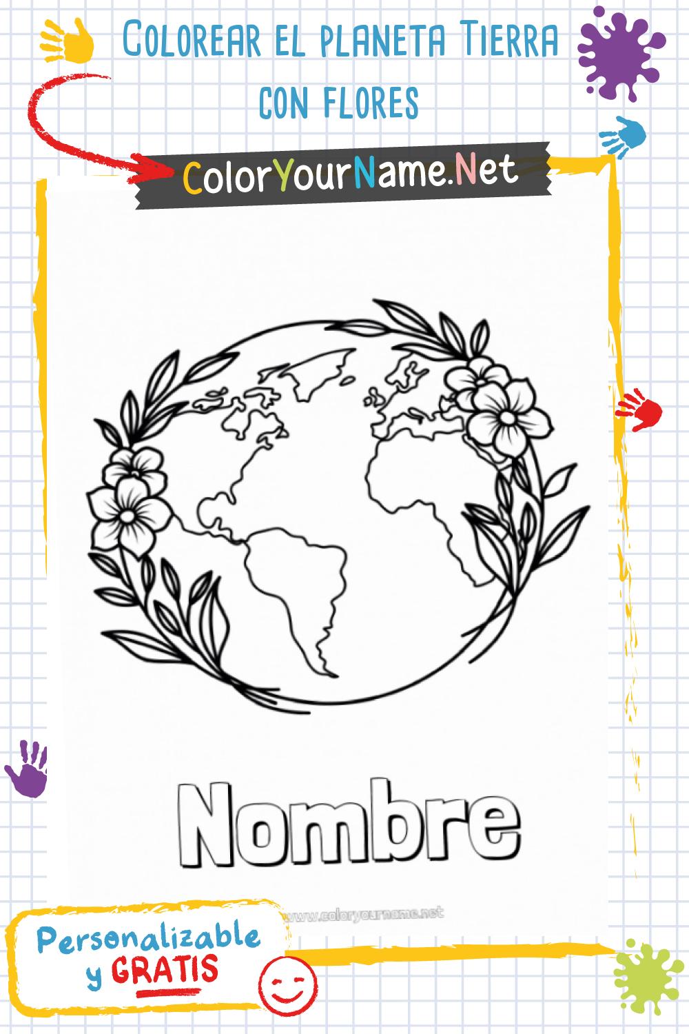 Colorear el planeta Tierra con flores