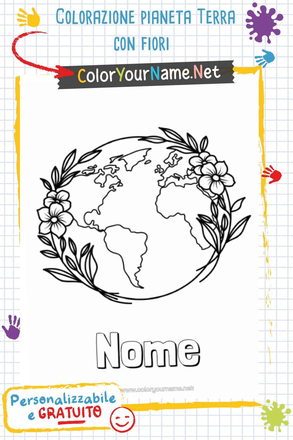Colorazione pianeta Terra con fiori
